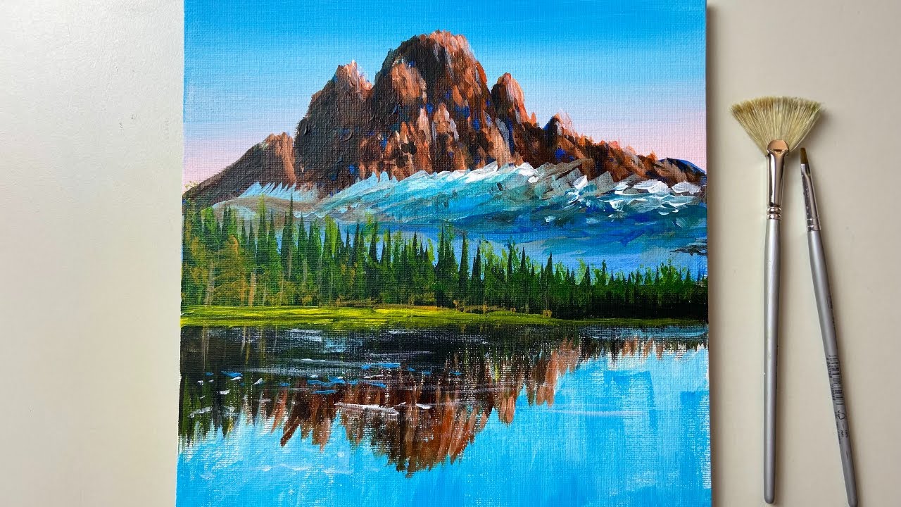 Acrylic Painting for Beginners / Mountain Landscape Painting #97 - YouTube