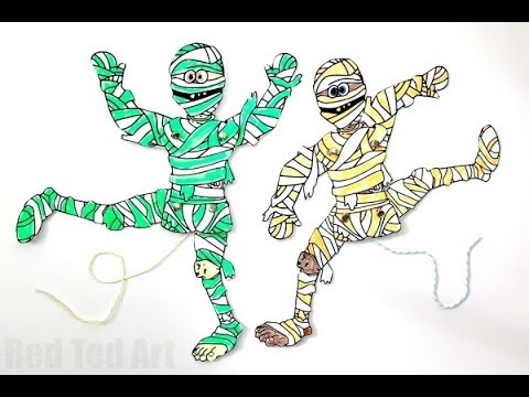 DIY Mummy Paper Puppet - Free Halloween Printables - YouTube