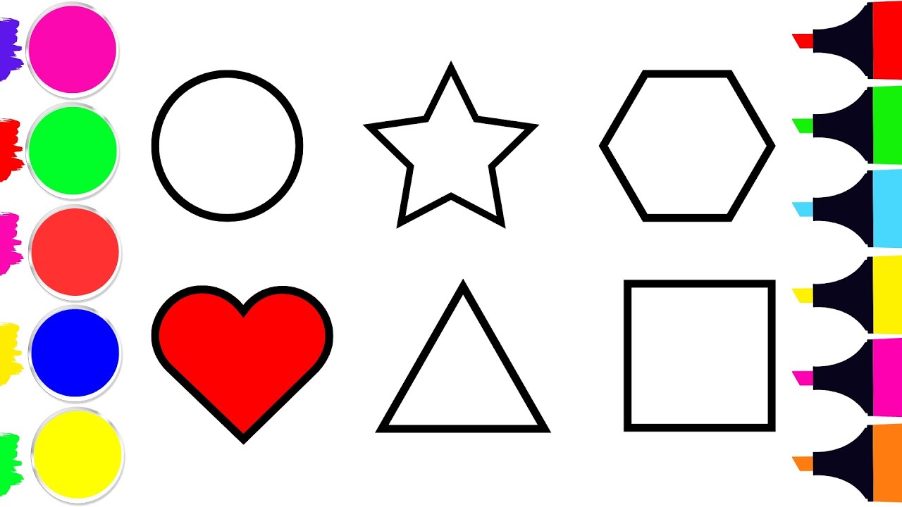 how to draw basic shapes | drawing and coloring stars and 5 other types ...