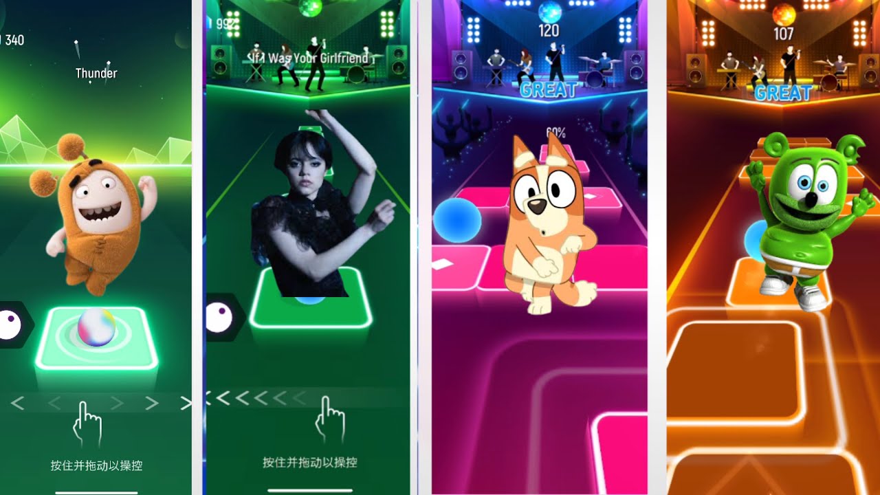 Oddbods Slick 🆚 Wednesday Addams 🆚 Bluey Bingo 🆚 Gummy Bear. - YouTube