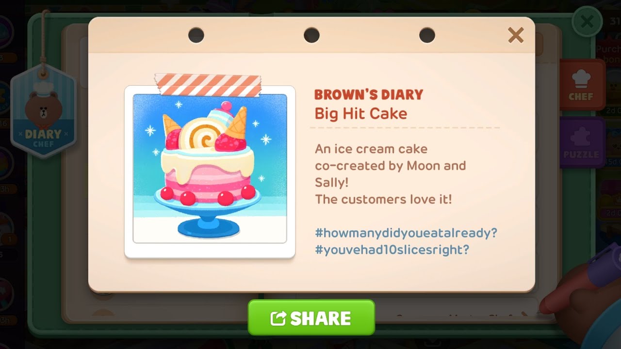 Cold Brown Big Hit Cake in the Chef land | LINE GAME LINE CHEF LINE シェフ ...