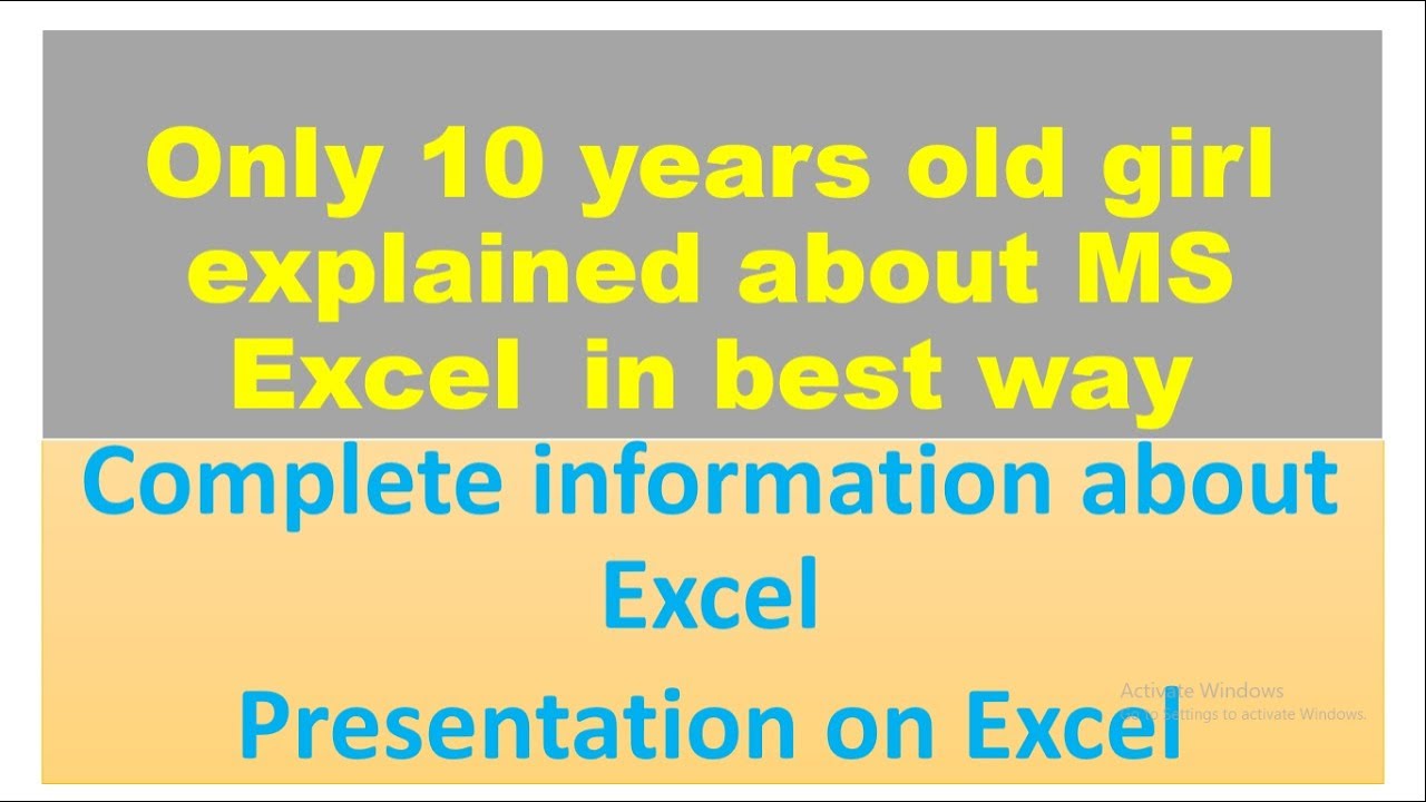 10 year girl explained about Ms Excel #Ms Excel #spreadsheet # ...