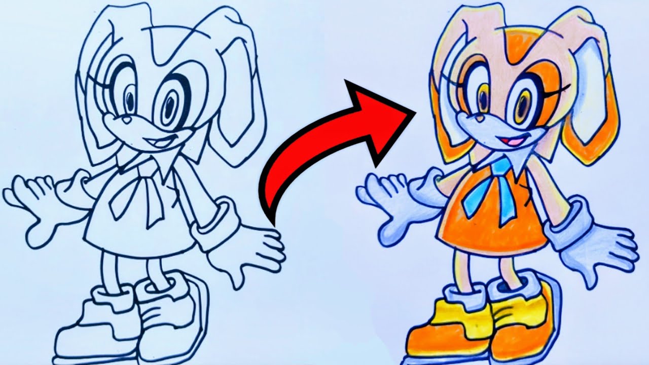 HOW TO DRAW AND COLOUR CREAM THE RABBIT | SONIC THE HEDGEHOG | STEP BY ...