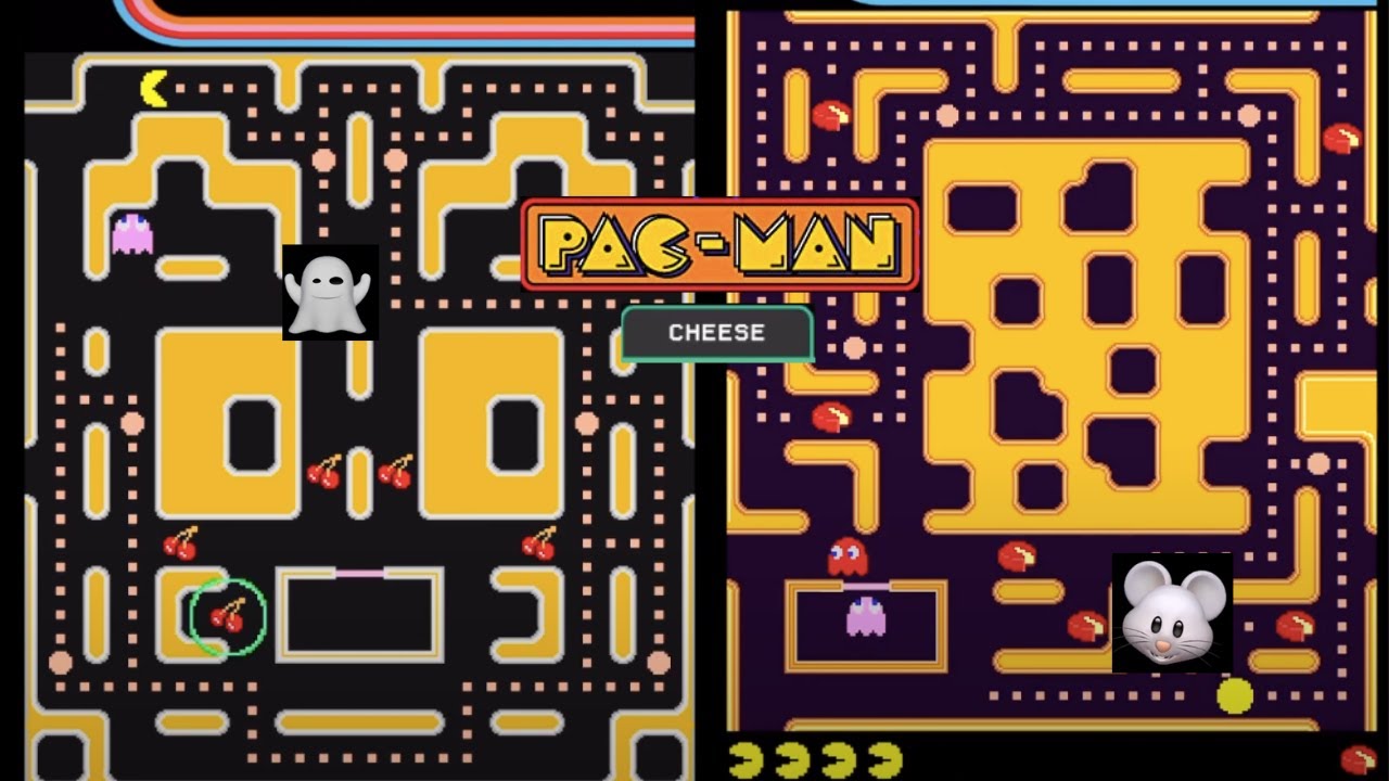 Pacman Cheese| Pacman eating dots, cherries, ghosts and lot of cheese ...