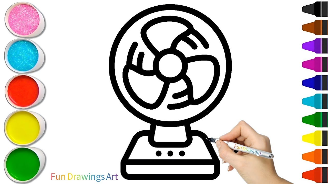 Fan Drawing 🎡 Drawing and Coloring Easy Step by Step - YouTube