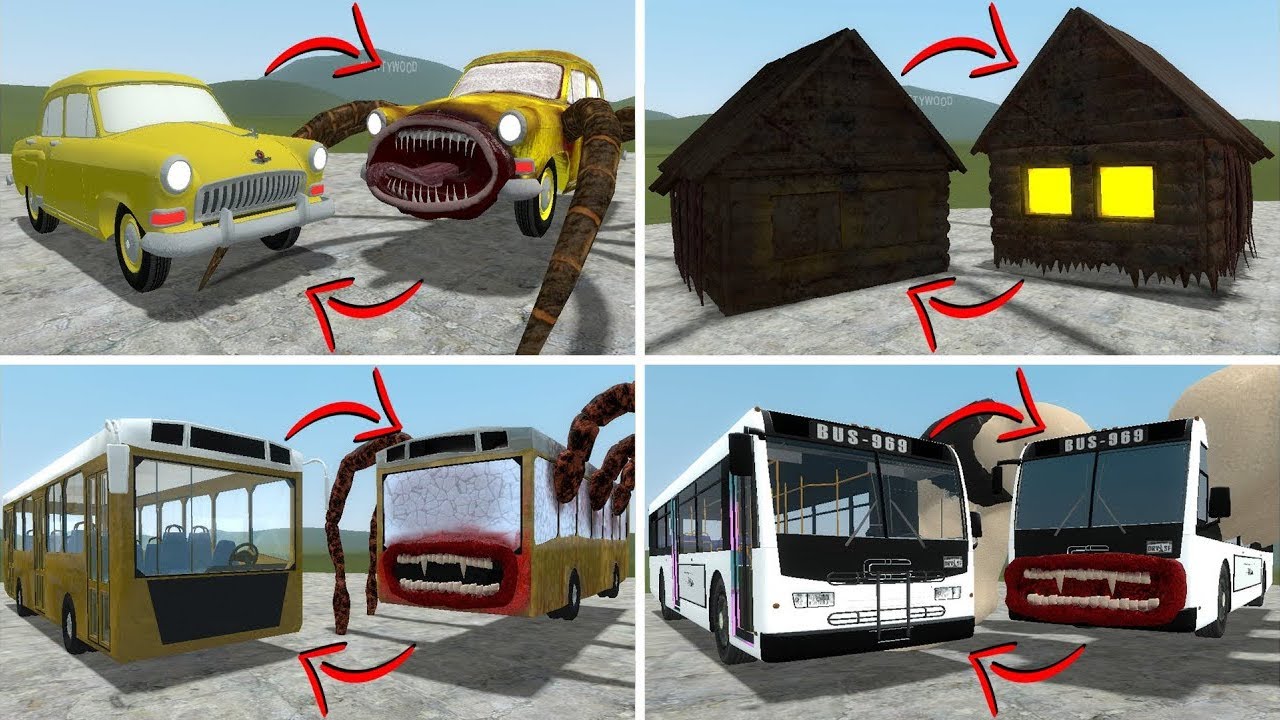 EVERYTHING TURNED INTO MONSTERS: HOUSE HEAD, CAR EATER, BUS EATER VS ...