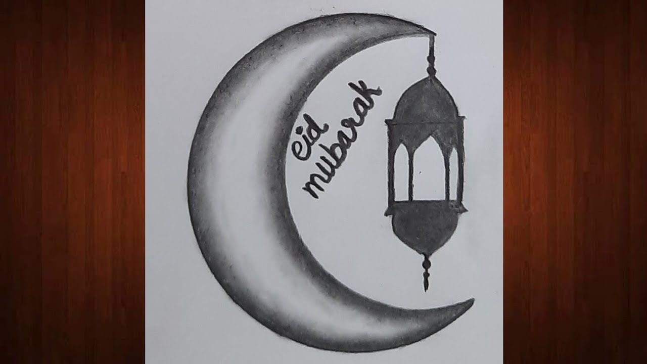 Eid mubarak drawing for beginners step by step || Happy Eid mubarak ...