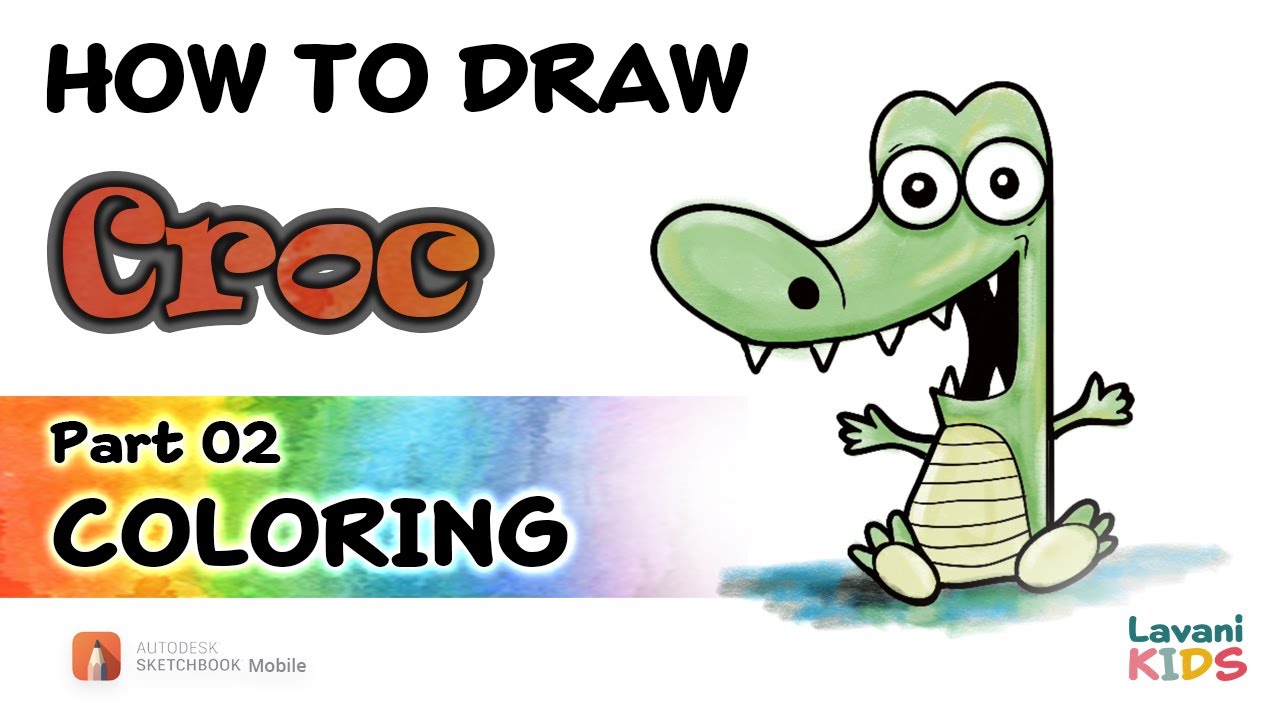 How To Draw Easy CROC - STEP 2 - COLORING | AUTODESK SKETCBOOK PRO ...