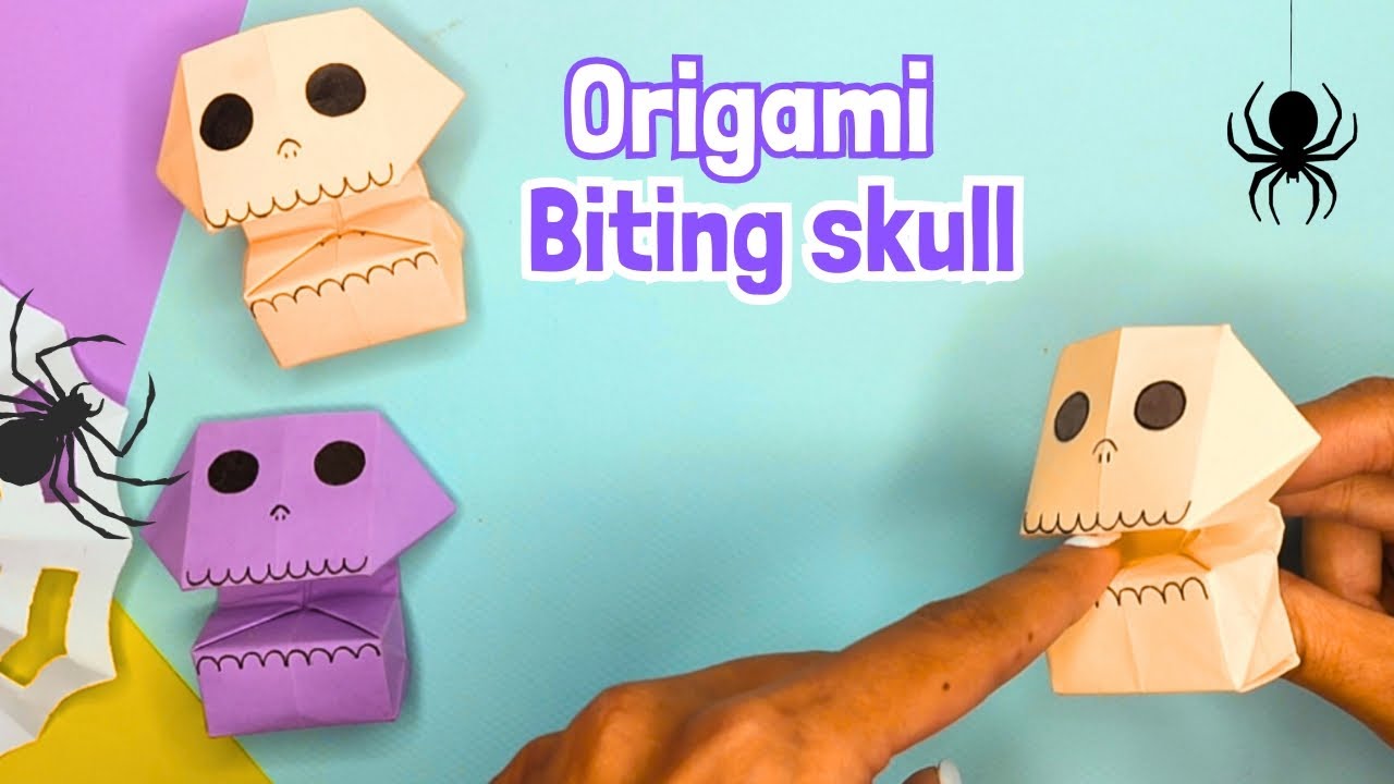 Halloween origami sugar SKULL that BITES | origami biting skull ...