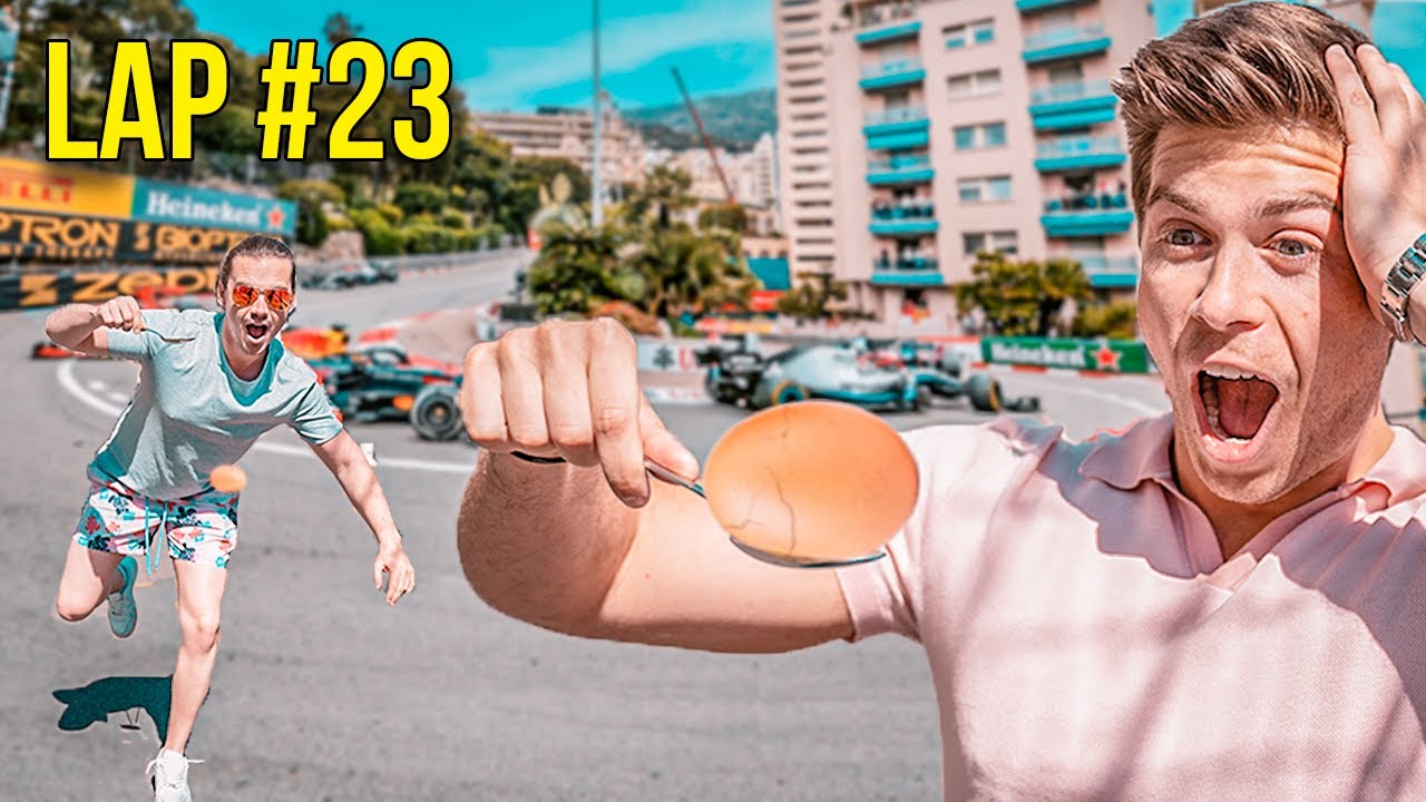 Egg race on Formula 1 track (Last to drop the egg wins) - YouTube