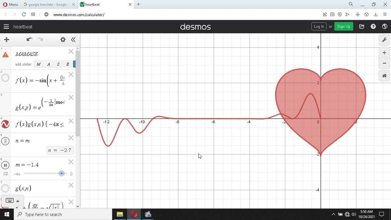 Graph Equation Of Heartbeat On Cartesian Plane With Desmos Software