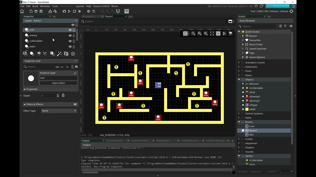 12 Vocational IT GameMaker Studio 2 DND End game object with IF statement - YouTube