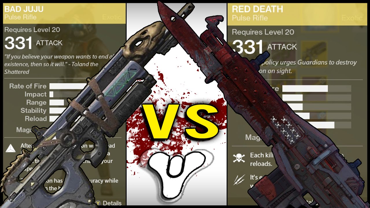 Destiny: Bad Juju Vs Red Death Pulse Rifles Comparison Review! (Which ...
