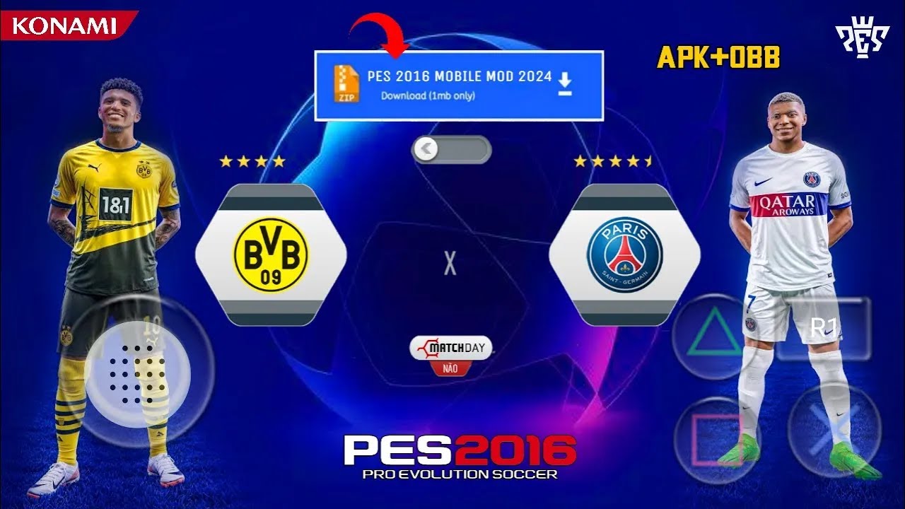 PES 2016 MOBILE MOD 2024 OFFLINE ANDROID PS5 | FIFA 16 MOD PES 2016 ...