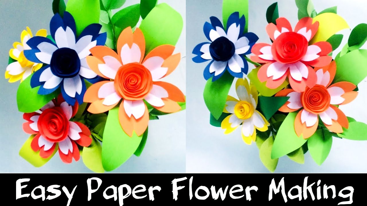 Nirmana | Easy paper flower making | Paper Flower Easy 7 - YouTube