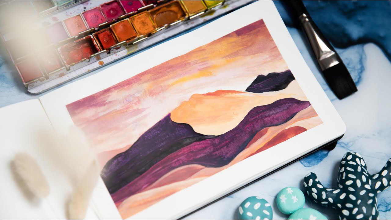 Gouache Landscape Tutorial for Beginners - YouTube