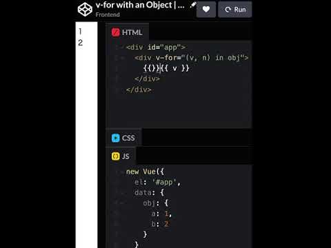 #9 v-for with an Object | List Rendering | Vue.js | Frontend #shorts - YouTube