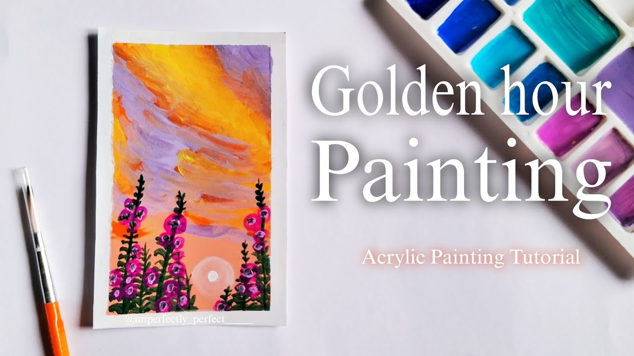 Golden hour Painting 💗🌄 ️🌸☁️🫧 | Acrylic Painting tutorial ️ - YouTube