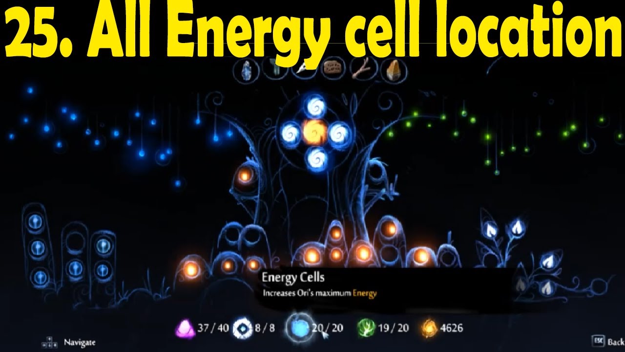 All 24 secret energy cell fragment and energy rewards, ori & will of ...
