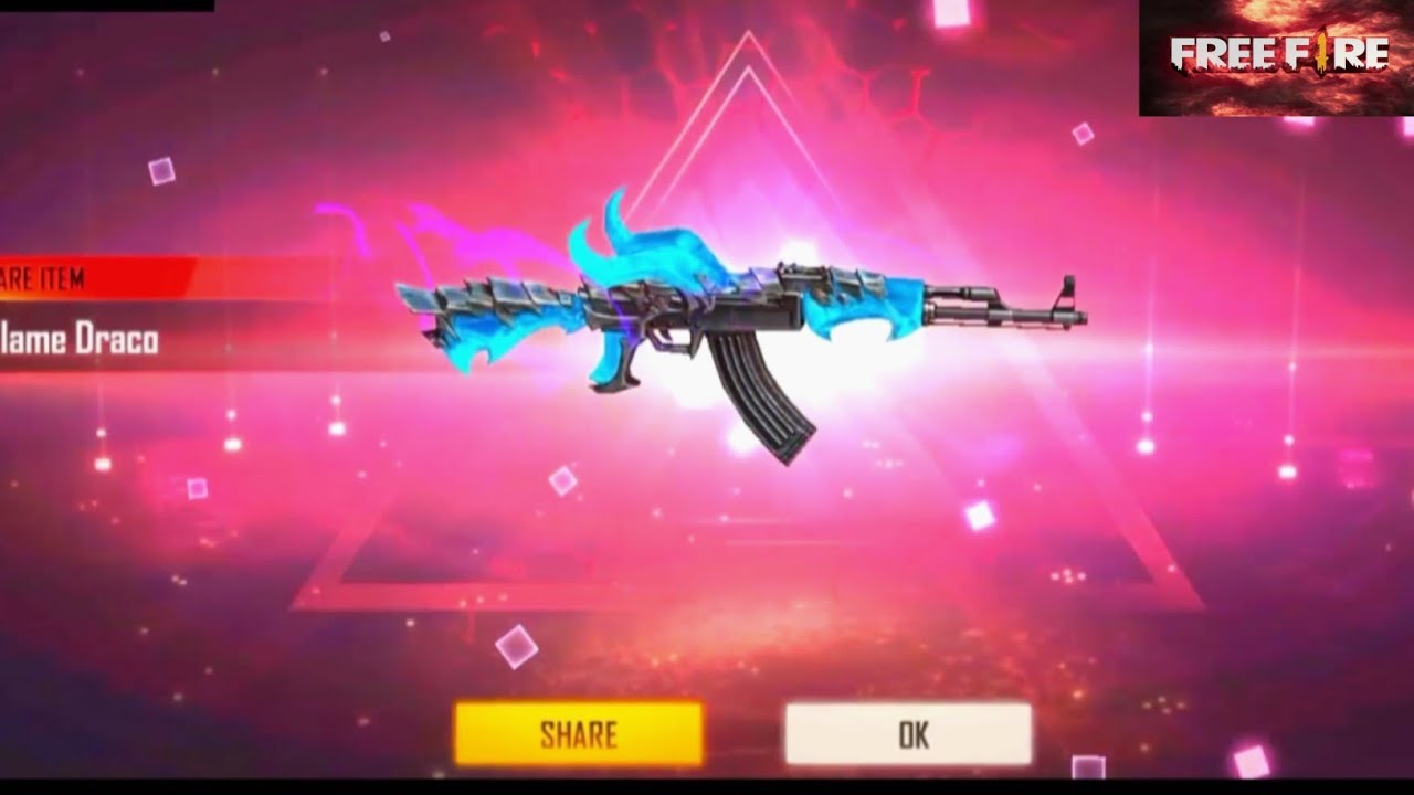 new ak47 dragon skin in free fire / dragon AK / blue flame Draco - YouTube
