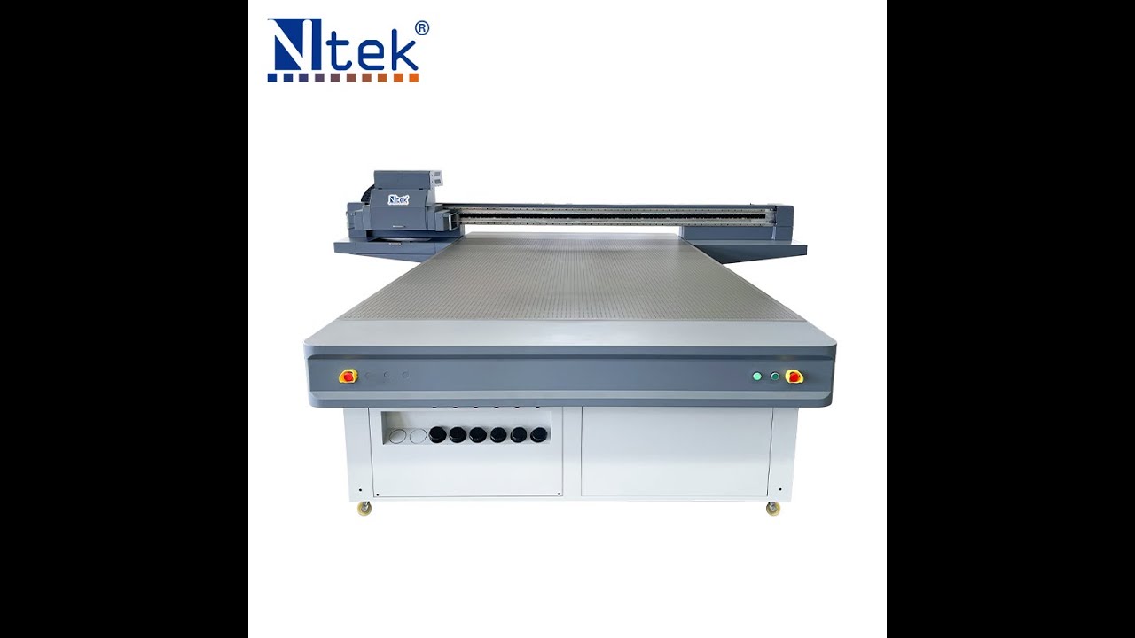 NTEK UV flatbed printer 2030L with Ricoh G6 printhead Wood print - YouTube