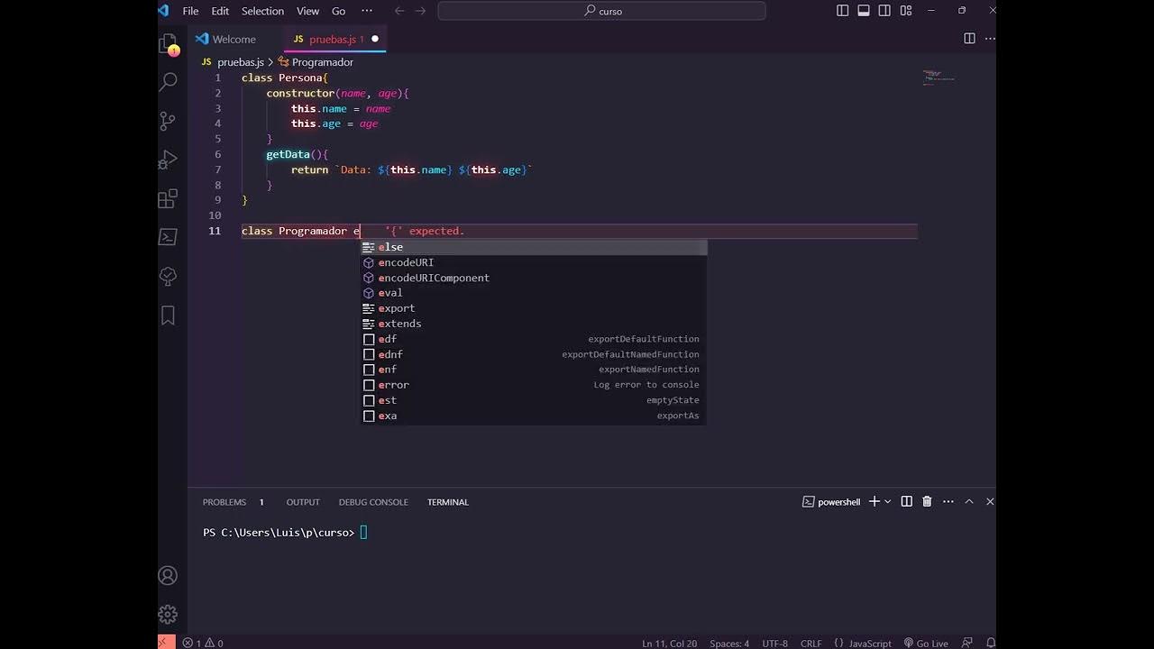 clases y herencia en JavaScript - YouTube
