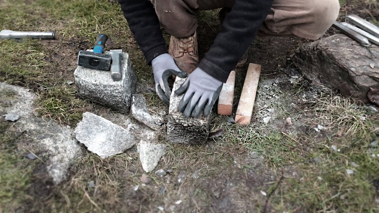 Splitting & Dressing Granite Stone - YouTube