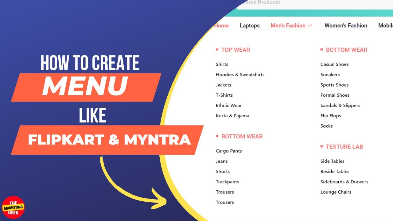 How To Create a Custom Menu Better Than Flipkart And Myntra | WordPress ...