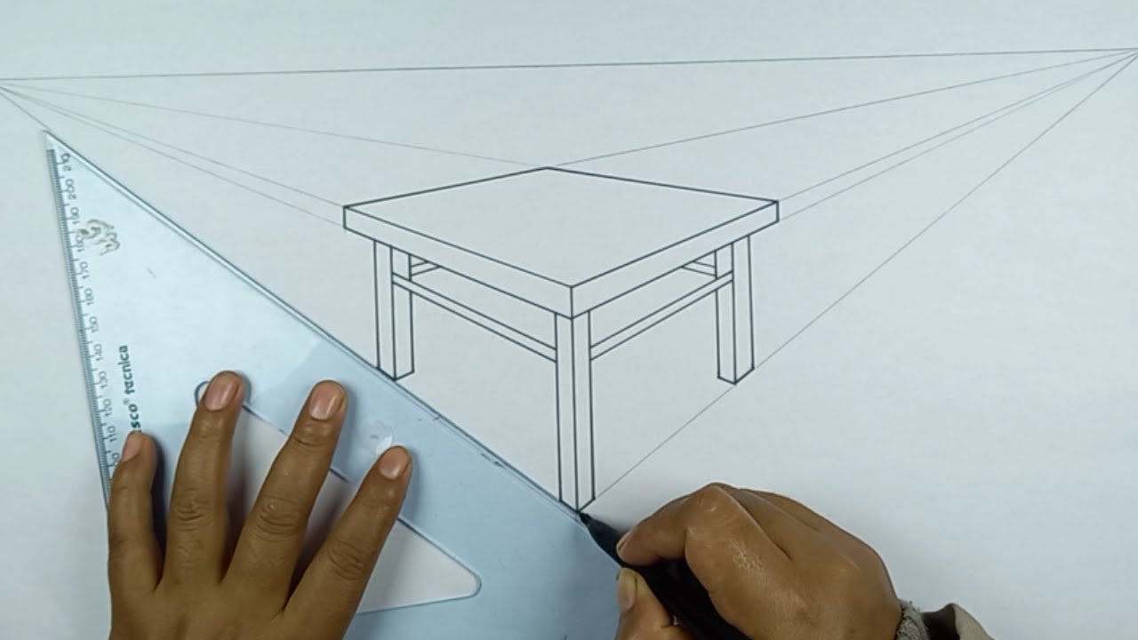 COMO DIBUJAR UNA MESA EN PERSPECTIVA - YouTube