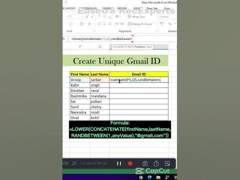 06-Create Unique Email ID in Excel || Excel Short Tips And Tricks || Excel Shortcut Keys💓 # ...