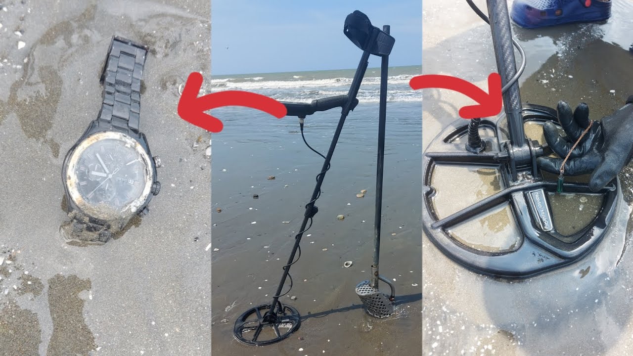 Encuentro un FOSSIL y muchos tesoros más con mi detector en la playa ...