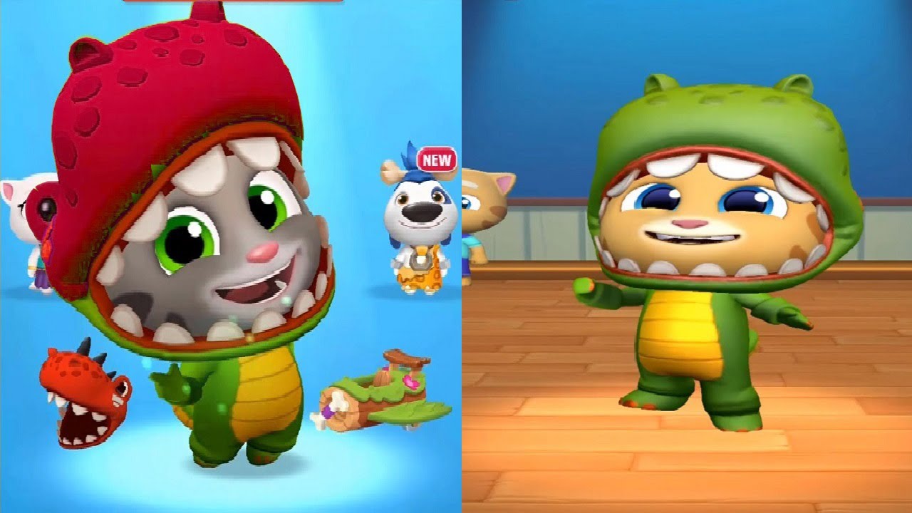 Talking Tom Gold Run VS Talking Tom Time Rush Dino Tom VS Dino Ginger ...