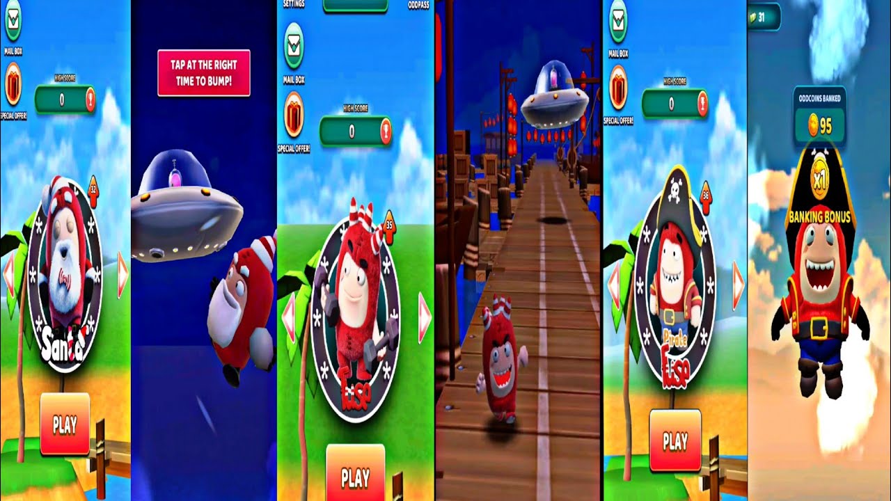 Oddbods Turbo Run| Santa, Fuse, aur Pirate Fuse | Amazing Fun runs ...