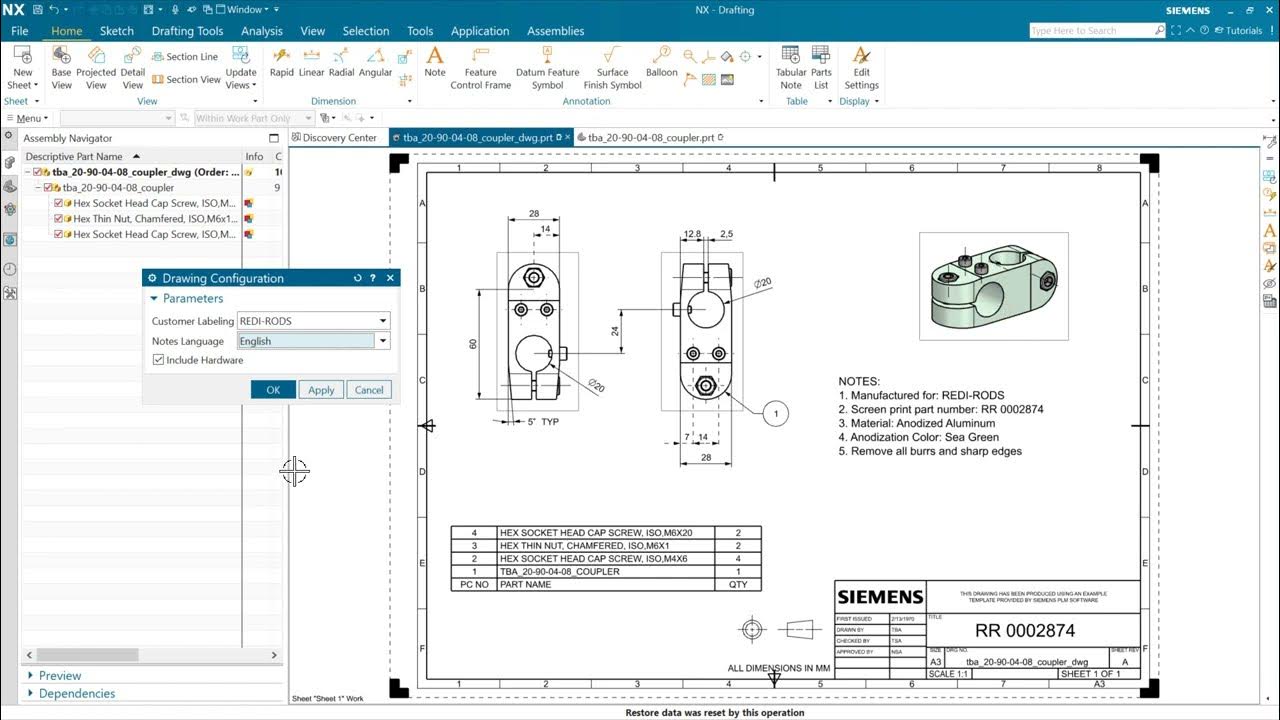 NX Product Templates: Adding a User Interface to a Drawing [NX 2306 ...