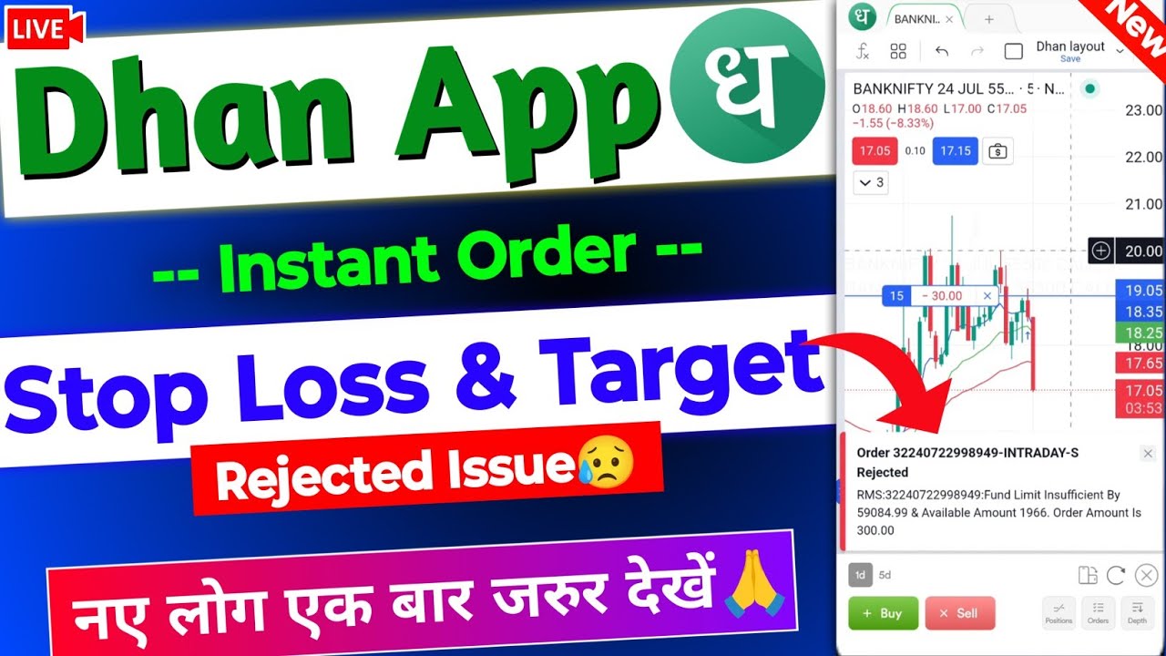 Dhan app me Instant F&O Trading kaise karen - Live | Dhan Chart Stop ...