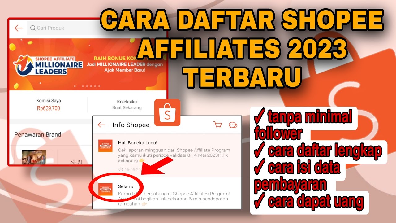 PASTI DITERIMA! CARA DAFTAR SHOPEE AFFILIATES PROGRAM TANPA MINIMAL ...