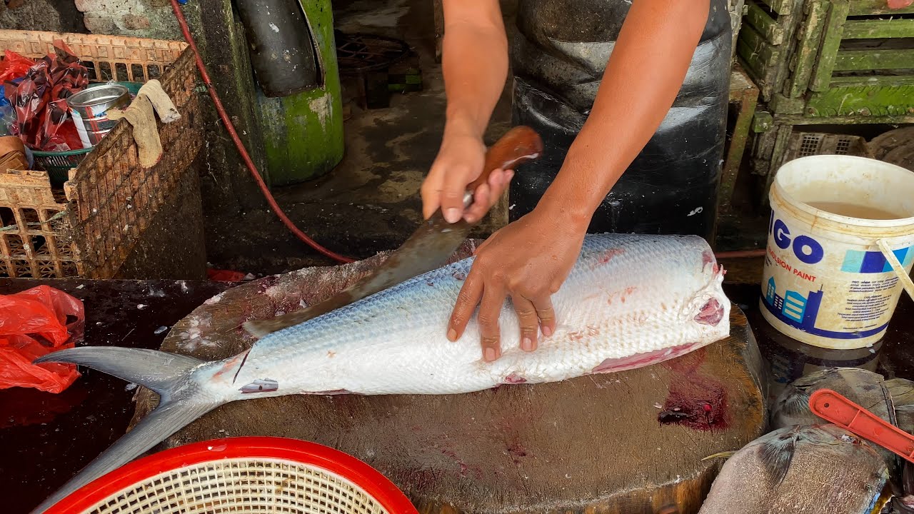 ATJEH SEAFOOD🔪🔥|| MOST POPULAR BIG MILKFISH FISH CUTTING SKILLS IN FISH ...