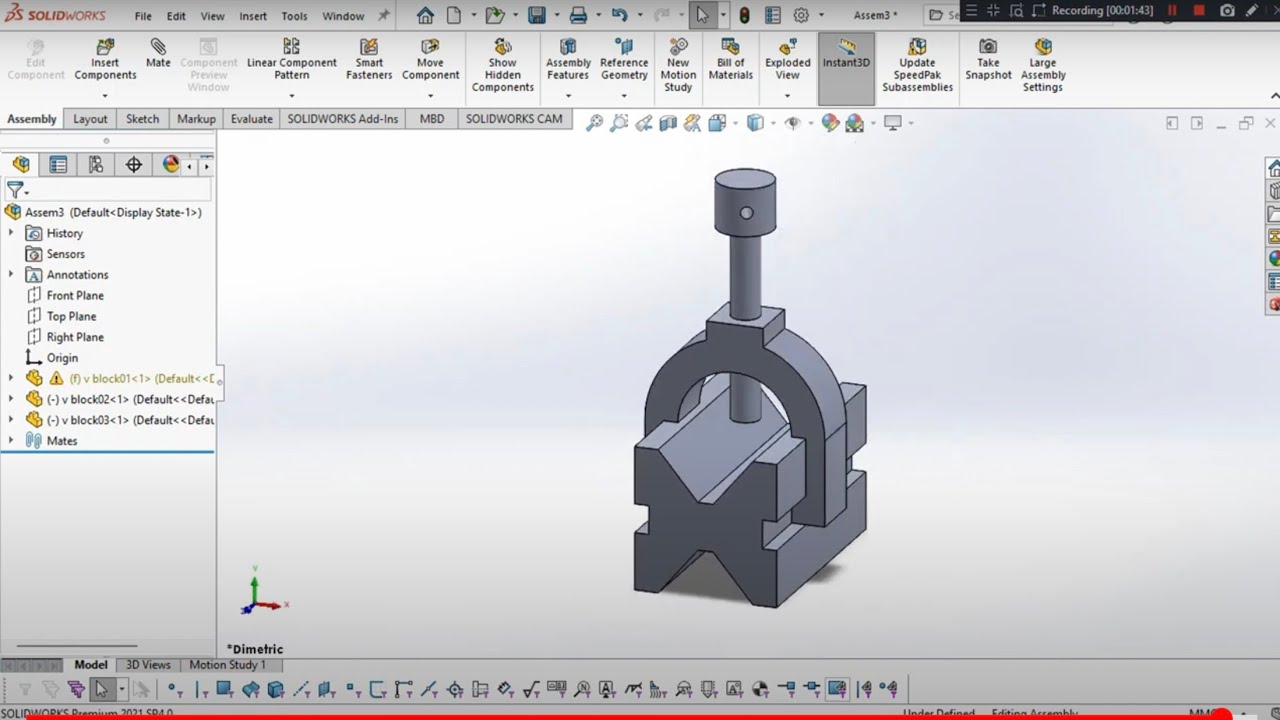 ประกอบชิ้นงาน 3 มิติ Example assembly model solidworks ep4 #cad ...