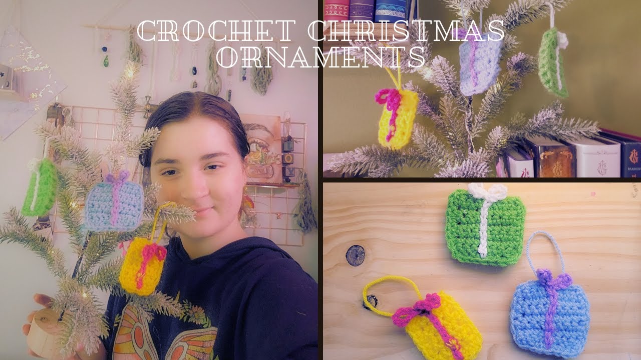 DIY Christmas Ornament Crochet Pattern Tutorial, Gift Box Ornament - YouTube