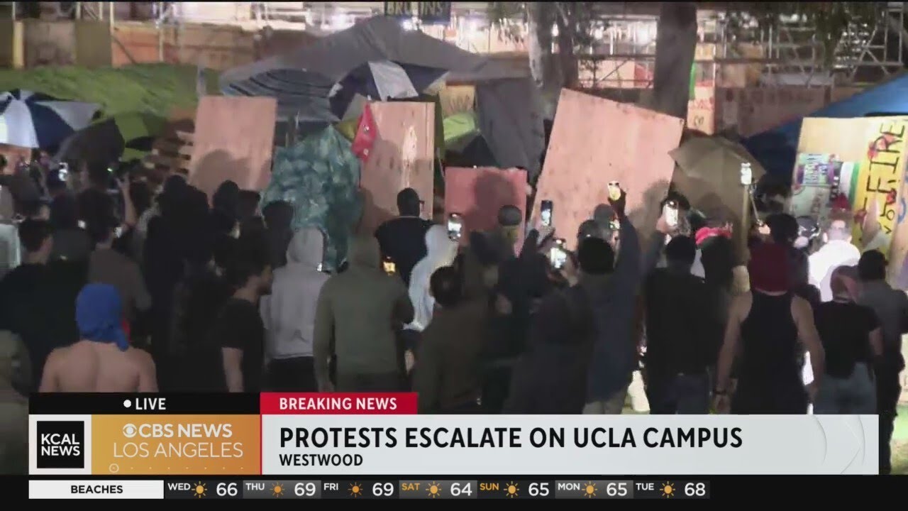 Protests escalate on UCLA campus | Full coverage - YouTube