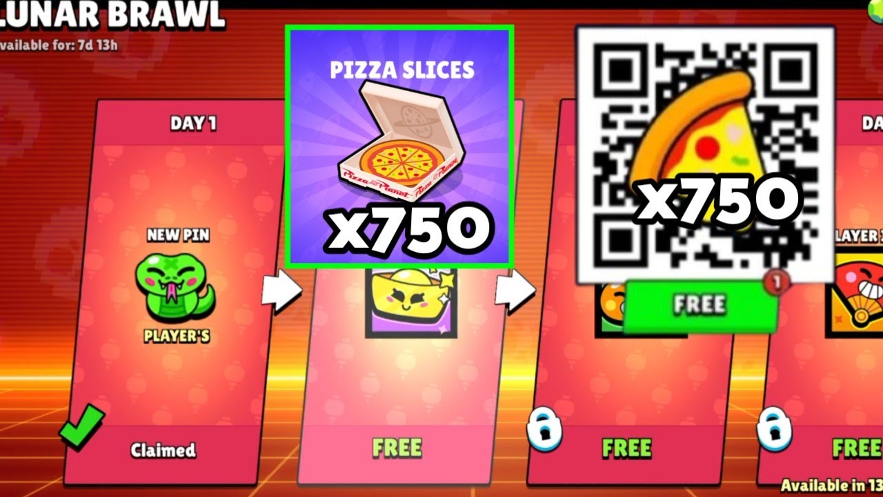 FREE! x750 PIZZA SLICES 🥳 PIZZA PLANET QR CODE | BRAWL STARS QR CODES ...
