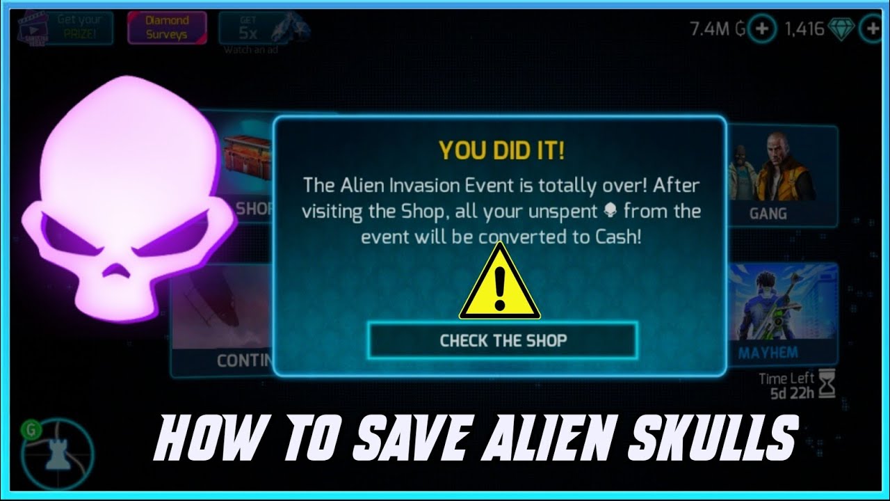 HOW TO SAVE ALIEN SKULLS(HEADS) | ALIEN INVASION NEW BUG [GANGSTAR ...