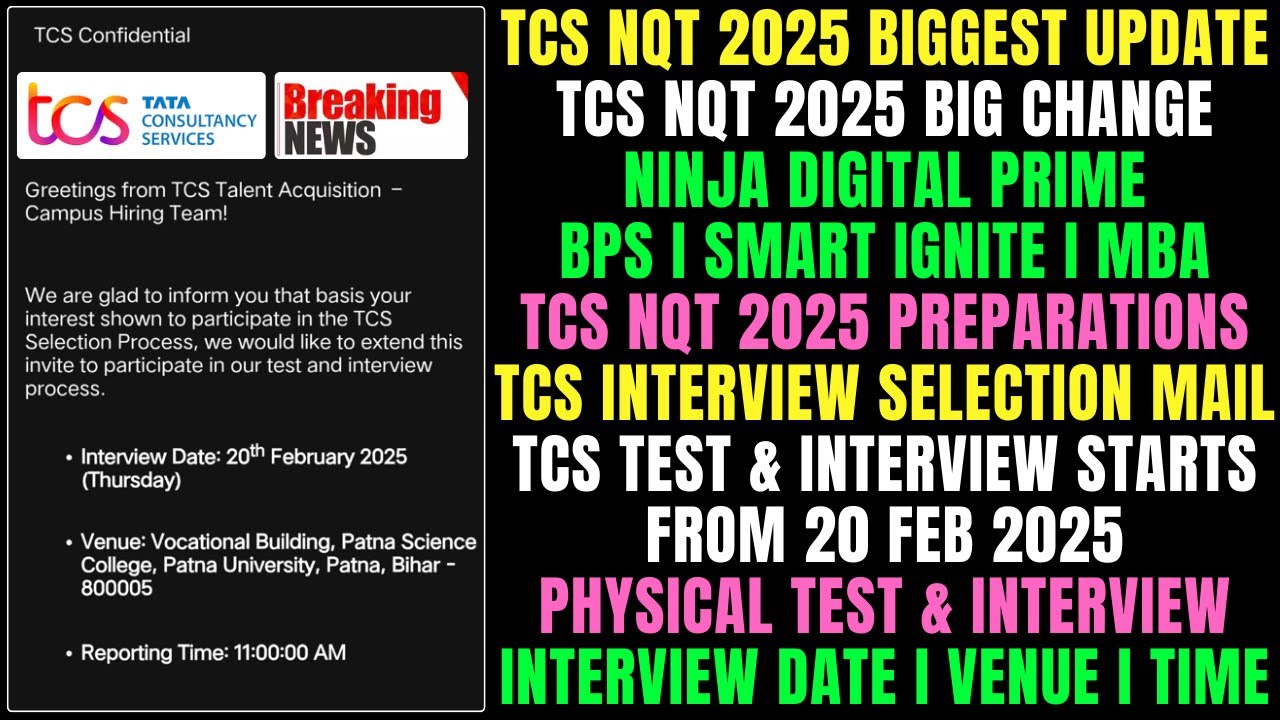 TCS FREE NQT 2025 Big Change | TCS Physical Hiring Process | TCS NQT ...