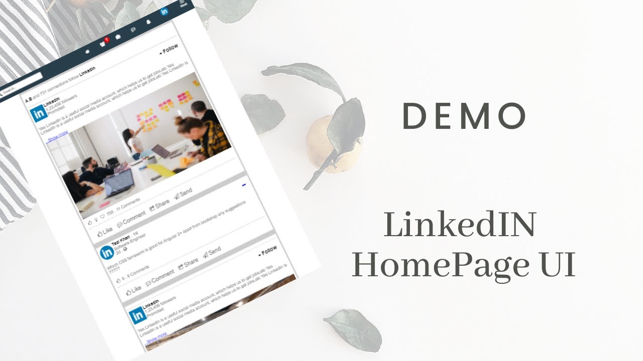 LinkedIn Home Page UI tutorials (demo) - YouTube
