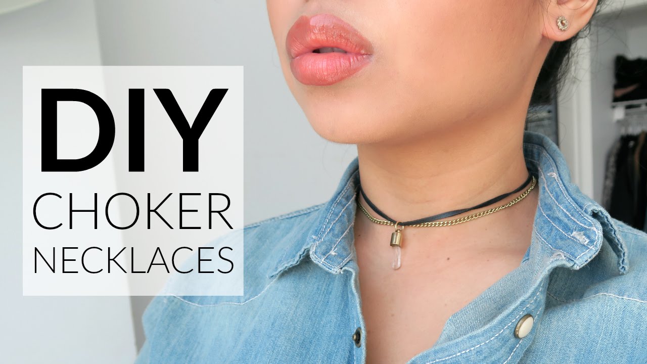 DIY CHOKER NECKLACES! (chain & fabric) - YouTube