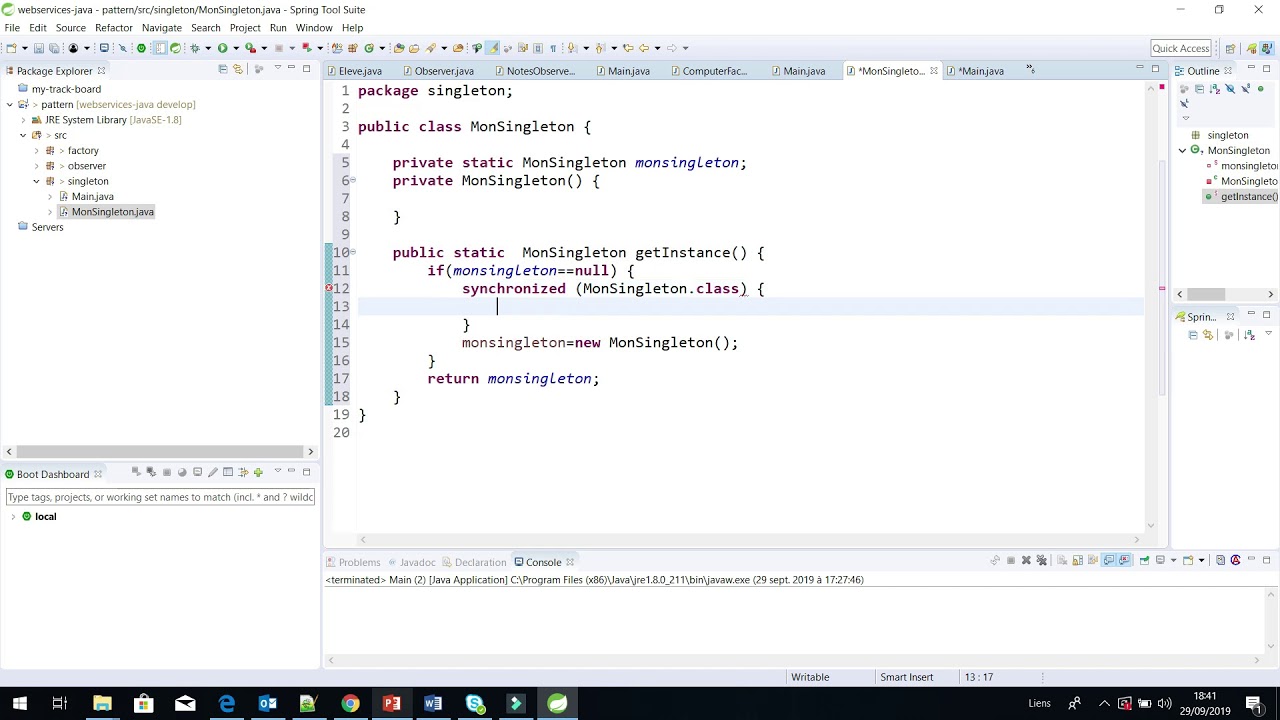 Design Pattern Singleton JAVA - Arabic [بالعربي] français - YouTube