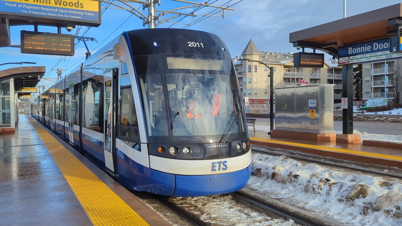 ETS LRT Bombardier Cars #2011 #2010 (Valley Line) Southbound - YouTube