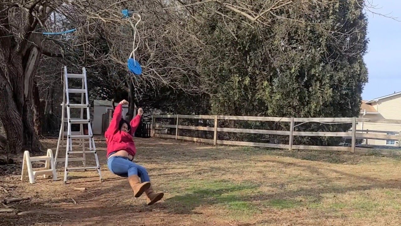 Zipline Fail | Falling Hard & I Ate Dirt | Hanging Belly, Ripped Jeans ...