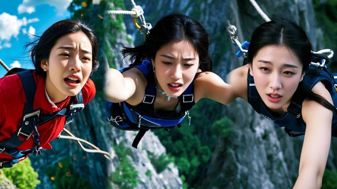 Beautiful Girl Bungee Jumping On A 300-Meter Cliff. It's So Exciting# ...