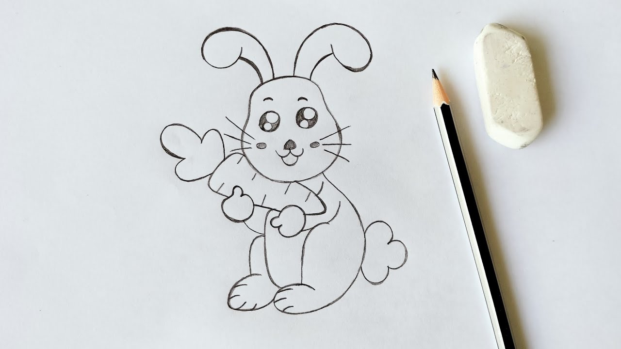 how to draw a cute rabbit 🐇#rabbitdrawing🐇 easy drawing for kids 🙂 ...